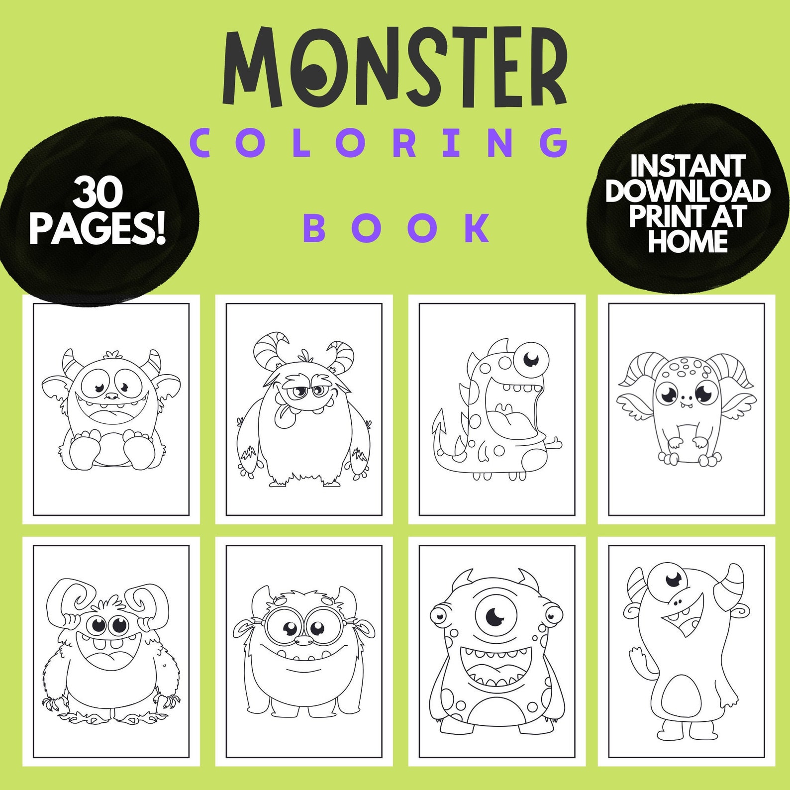 30 Cute Monster Printable Coloring Pages for Kids and Toddlers , Easy ...