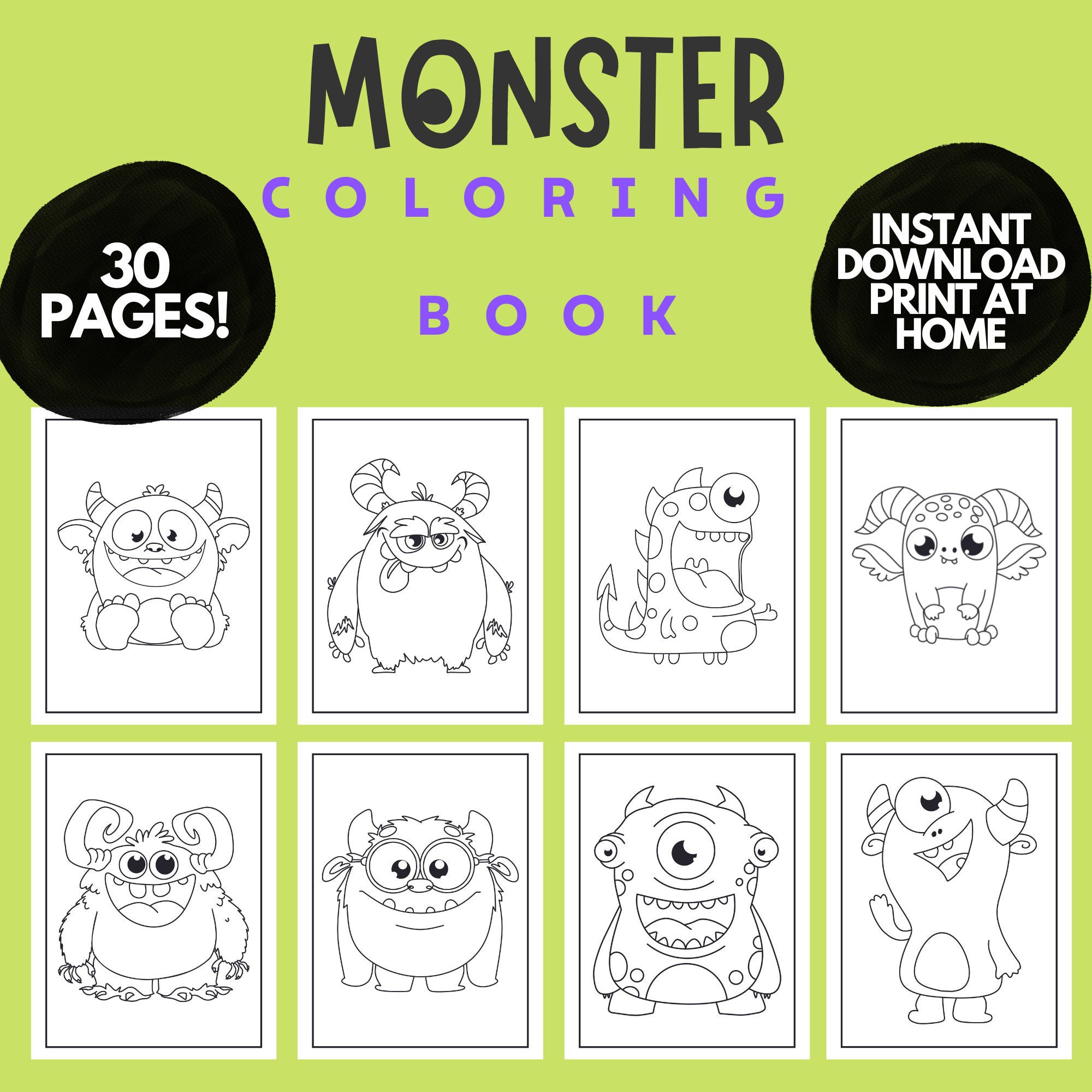 30 Cute Monster Printable Coloring Pages for Kids and Toddlers , Easy ...