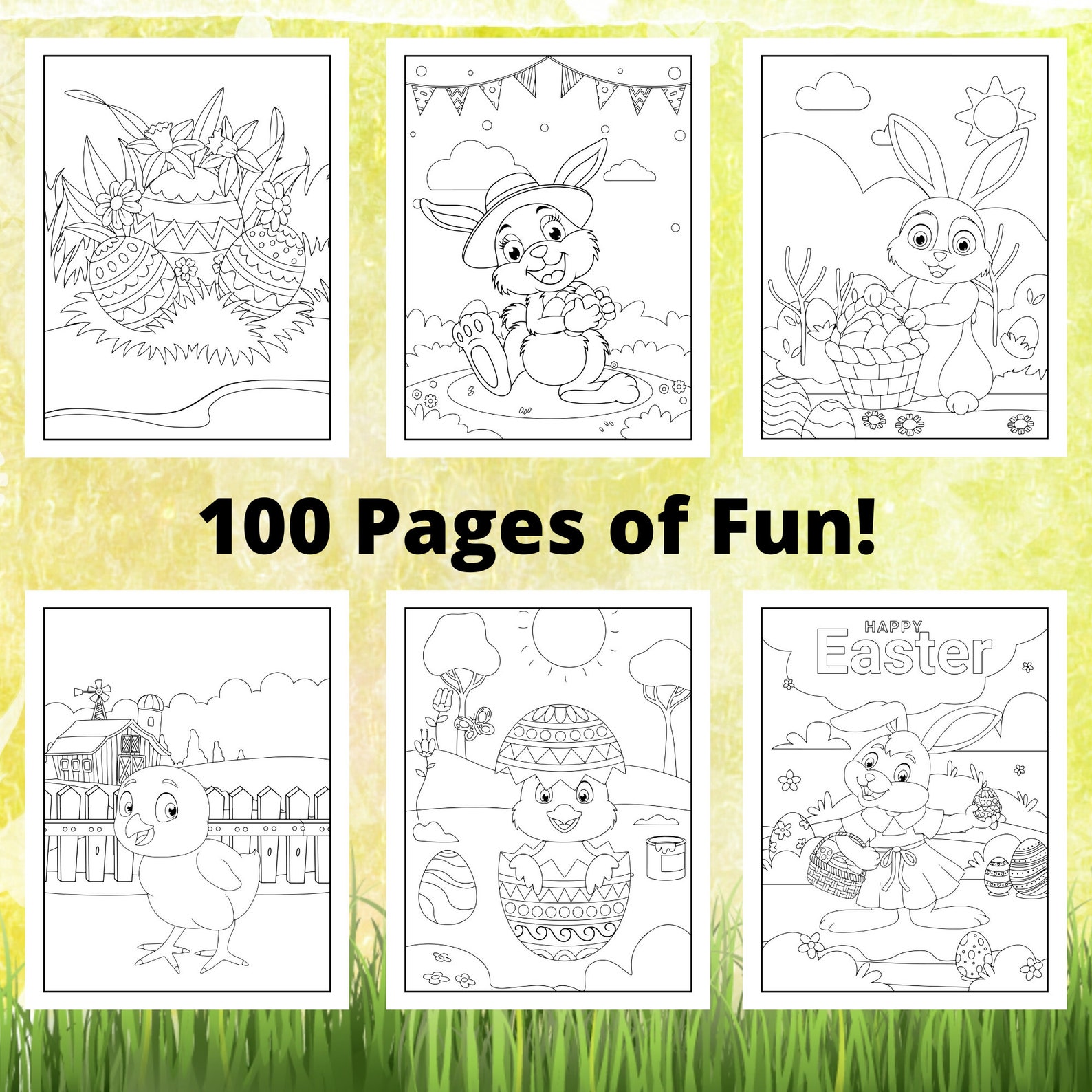 Cute Easter Coloring Pages for Kids, 100 Printable Coloring Pages for ...