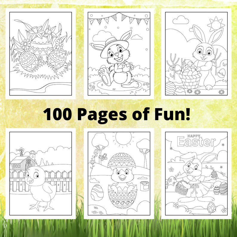 Cute Easter Coloring Pages for Kids, 100 Printable Coloring Pages for ...