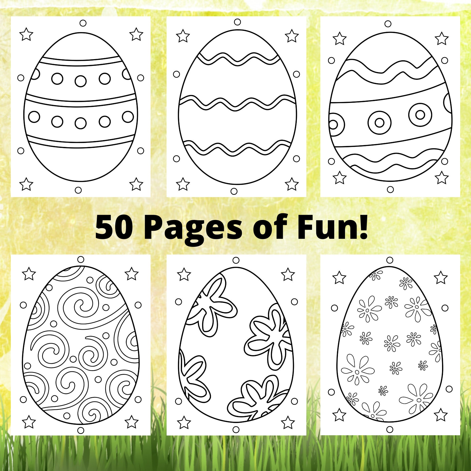 Cute Easy Easter Egg Coloring Pages for Kids and Toddlers, Printable ...