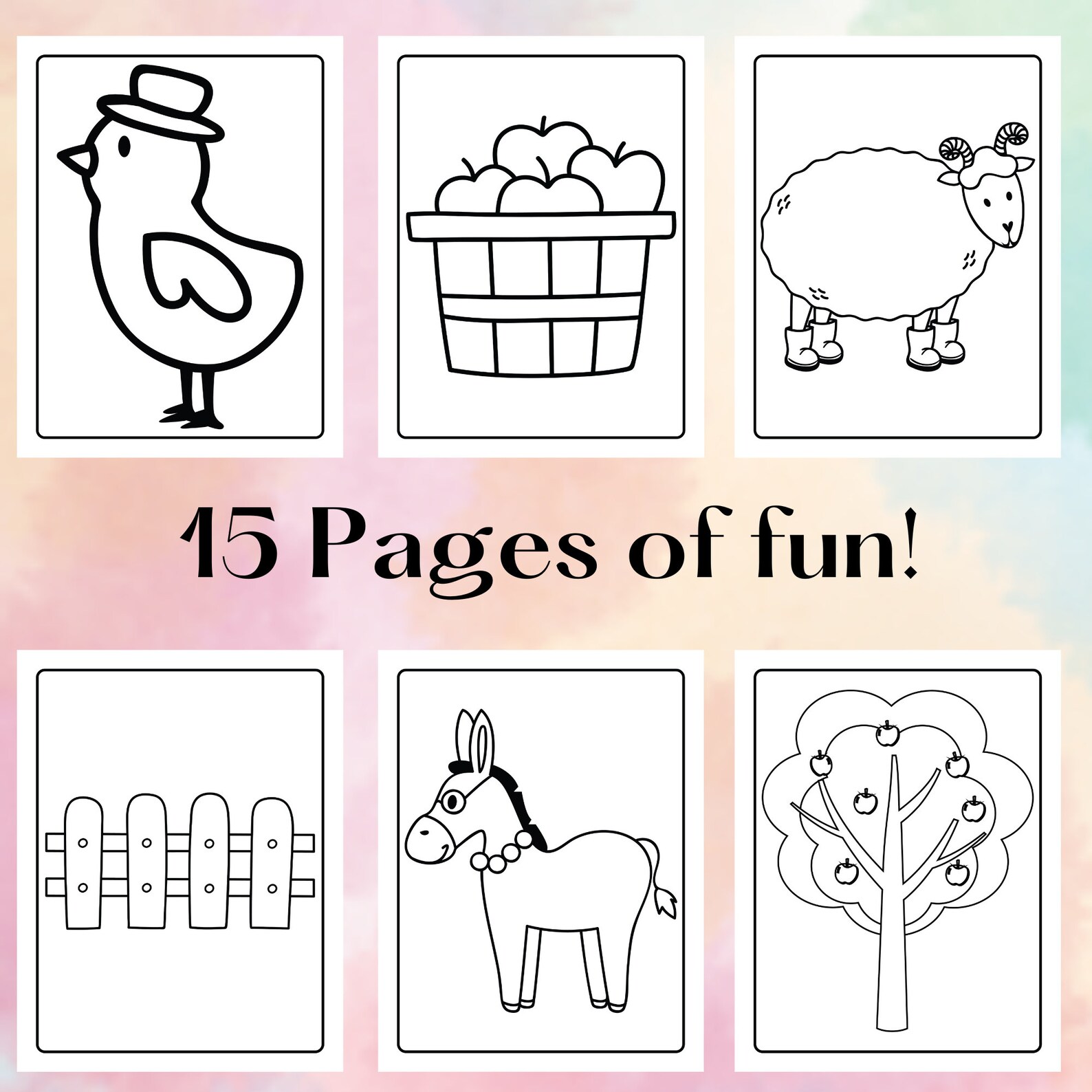 Easy Farm Animal Coloring Pages for Toddlers/kids, Printable Coloring ...