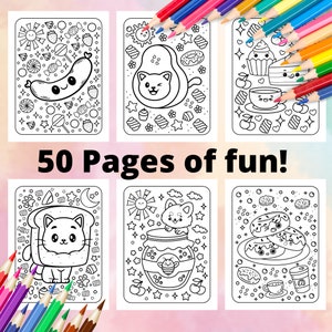 Cute Kawaii Coloring Book for Kids Teens Adults, Coloring Pages for ...