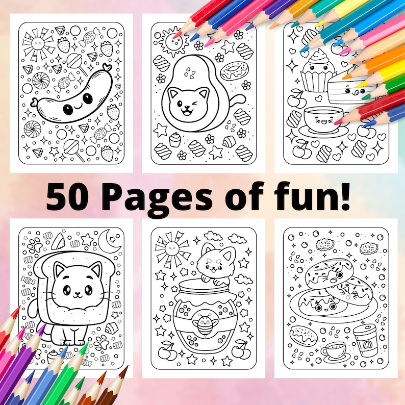 Cute Kawaii Coloring Book for Kids Teens Adults Coloring - Etsy