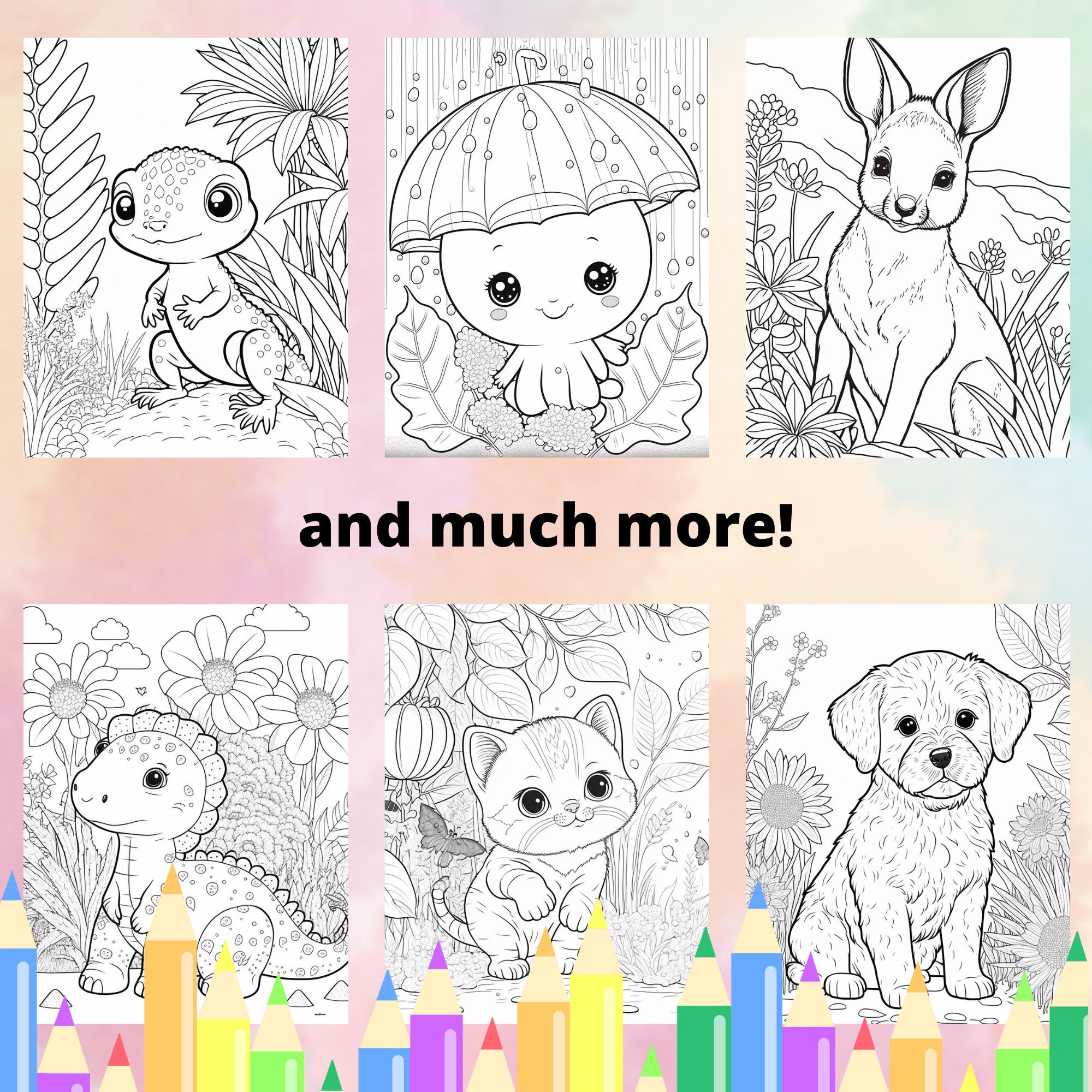 Cute Animal Coloring Pages for Kids and Adults, Animal Printable ...
