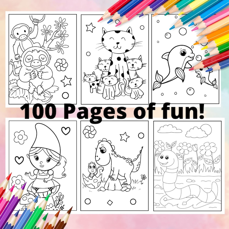 Coloring Pages for Kids 100 Printable Coloring Pages for - Etsy