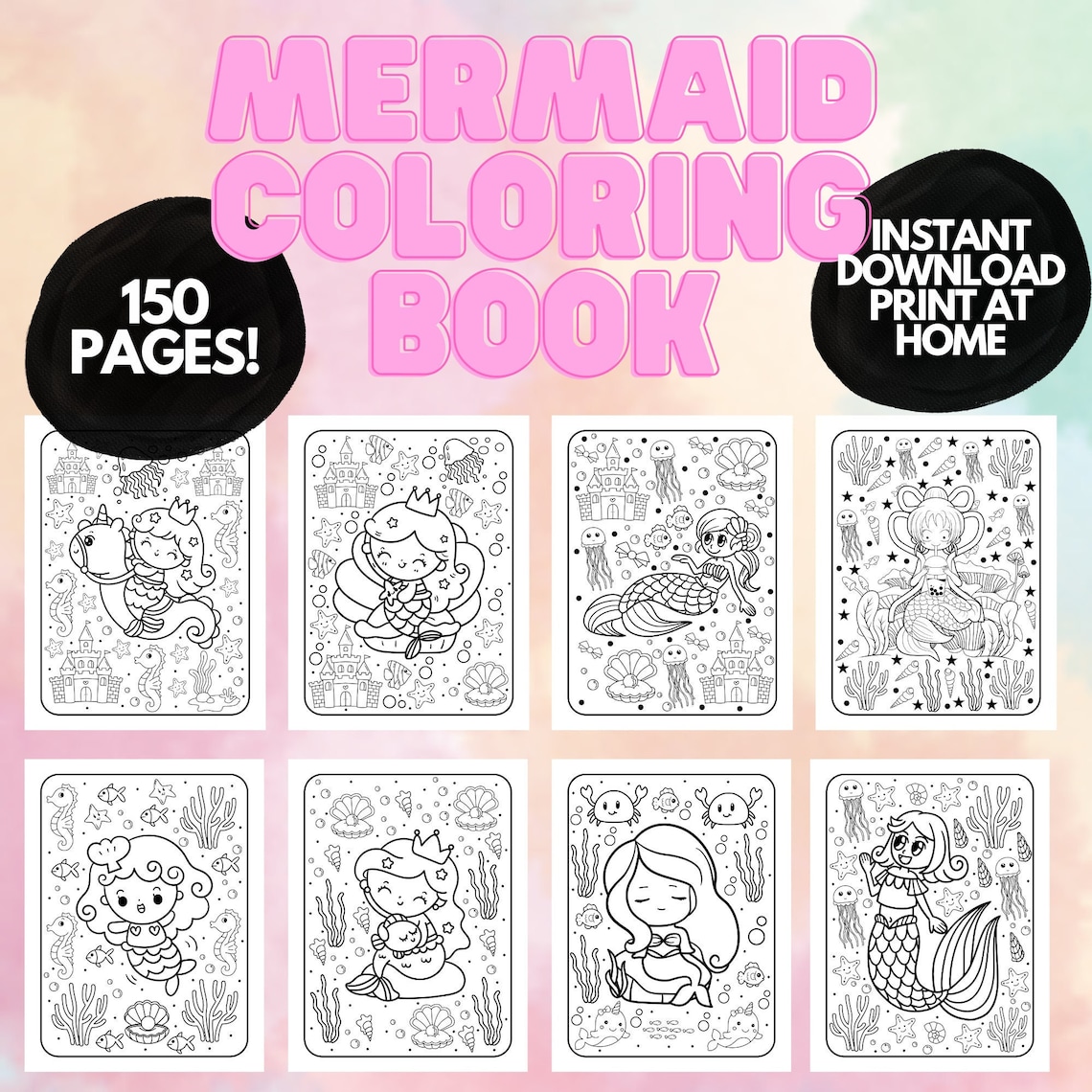 Mermaid Coloring Pages for Kids, Mermaid Printable Coloring Pages ...