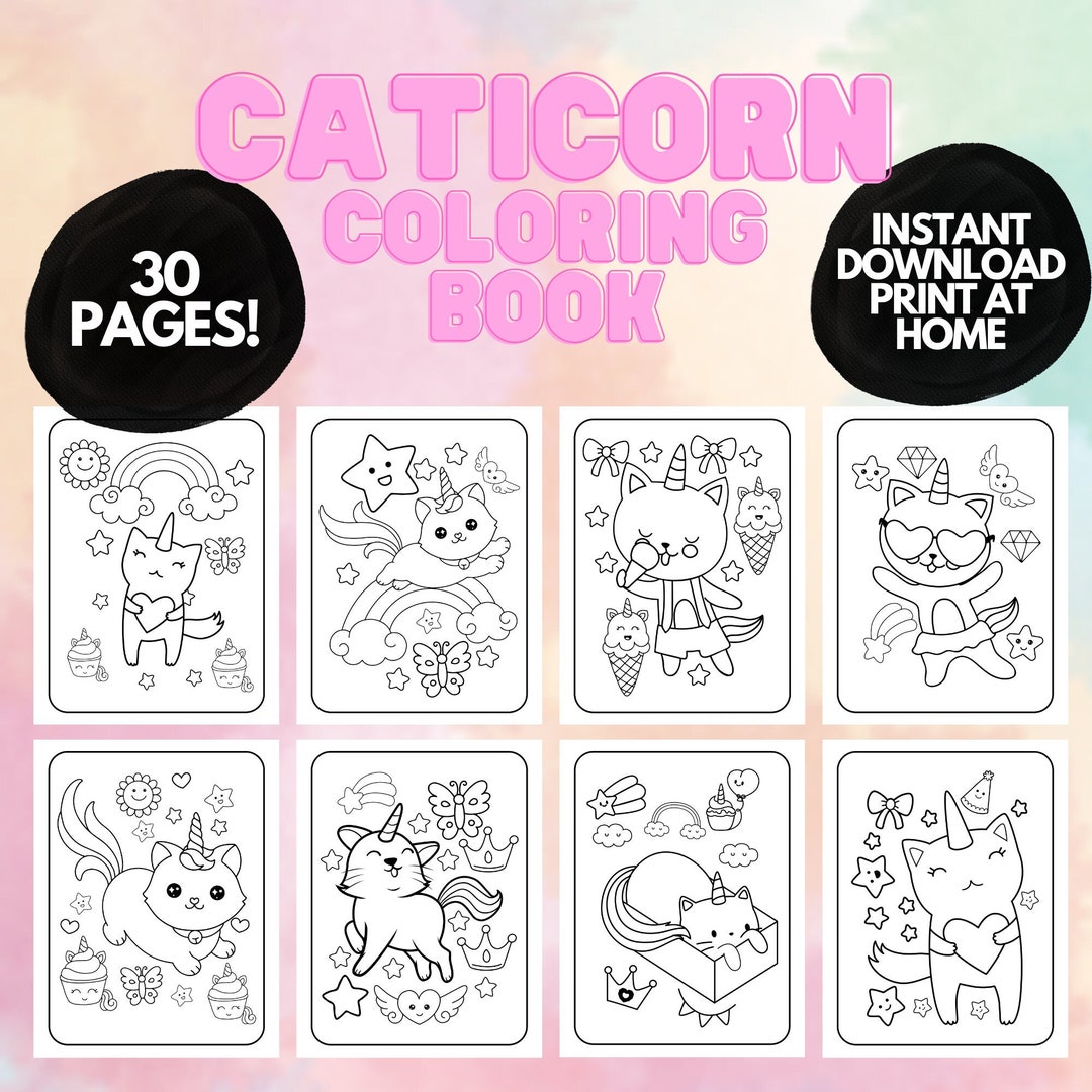 Caticorn Coloring Pages for Kids, Unicorn Printable Coloring Pages for ...
