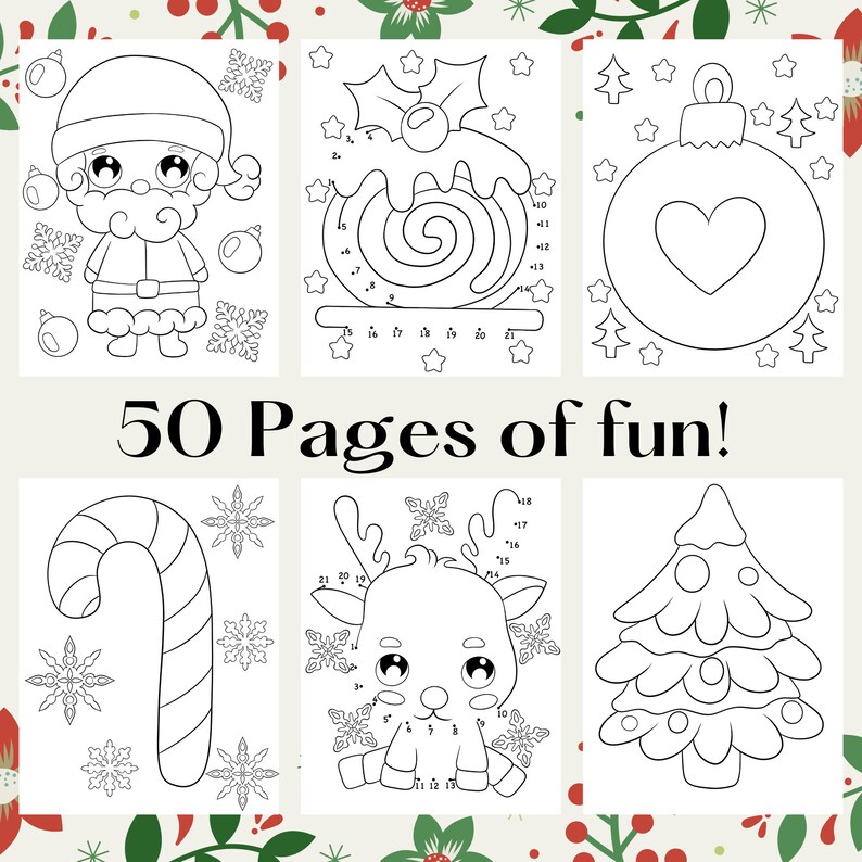 50 Christmas Activity Pages for Kids, Christmas Colouring Pages ...