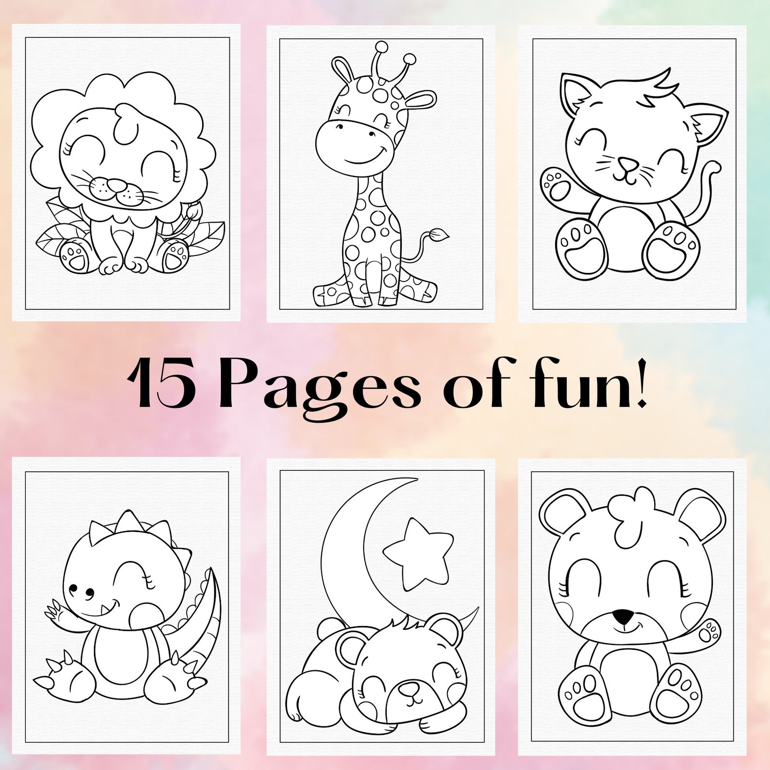 Cute Baby Animal Coloring Pages for Kids Toddlers, Printable Coloring ...