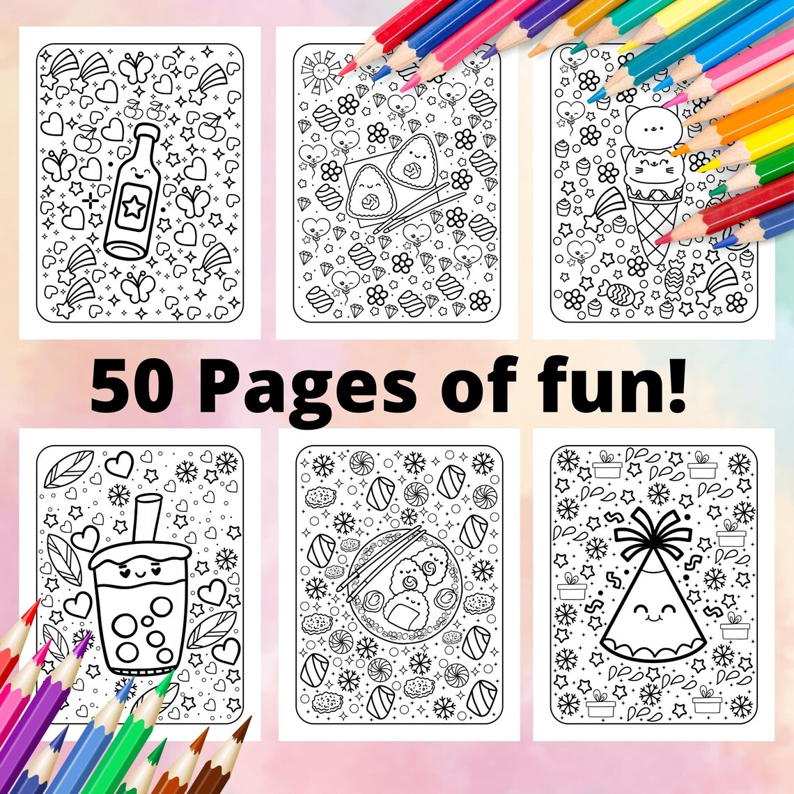 Cute Kawaii Coloring Book for Kids Teens Adults Coloring - Etsy