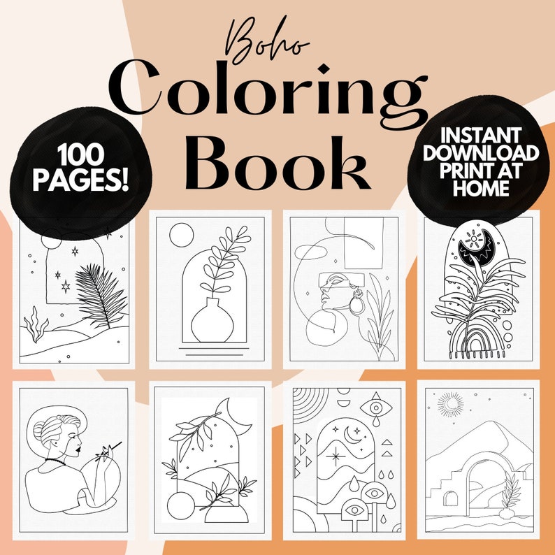 Minimalist Boho Coloring Pages for Adults Boho Coloring Book - Etsy