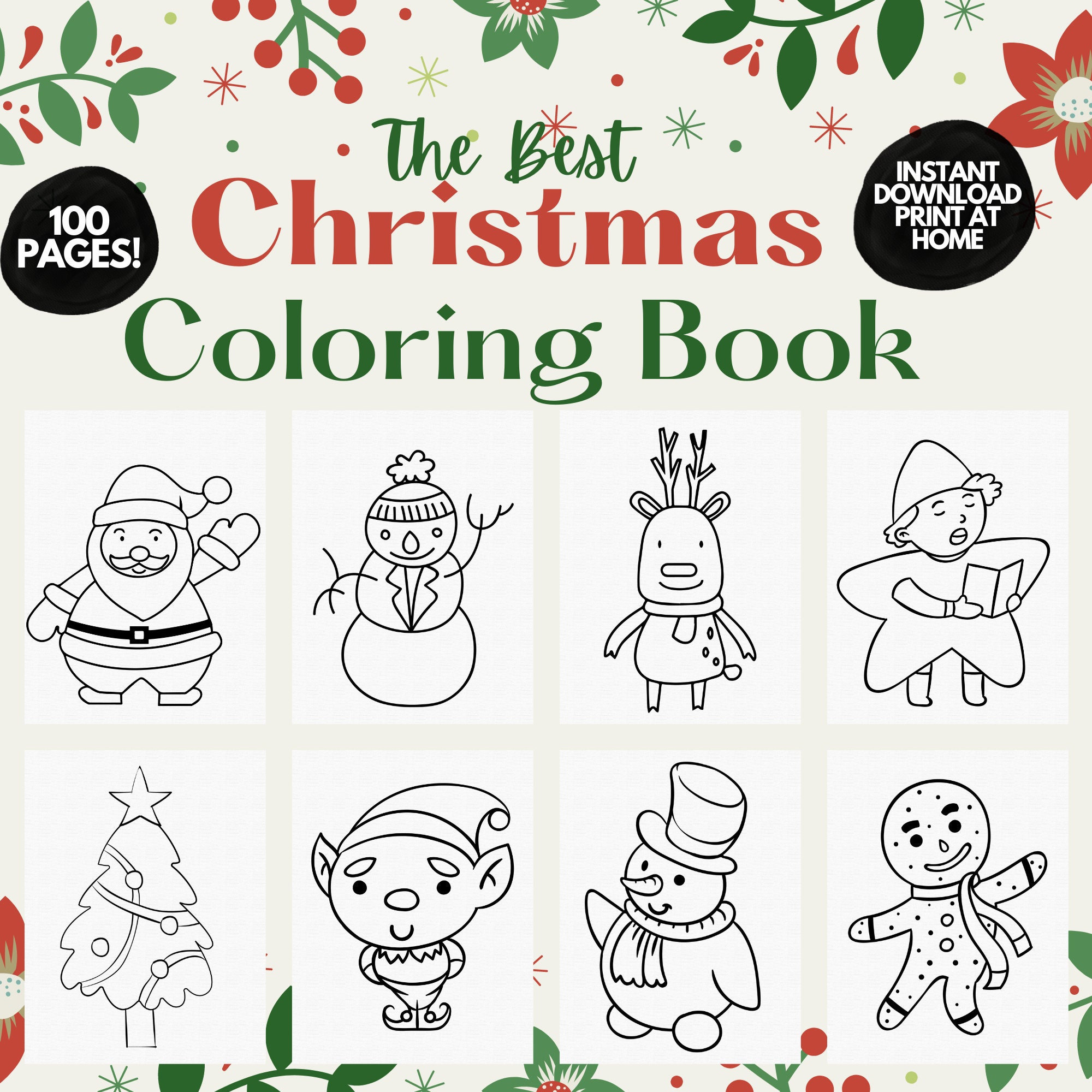 100 Christmas Coloring Pages for Kids, Christmas Colouring Pages, Christmas Kids Coloring Book ...