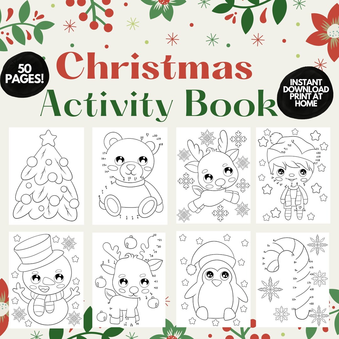 50 Christmas Activity Pages for Kids, Christmas Colouring Pages ...