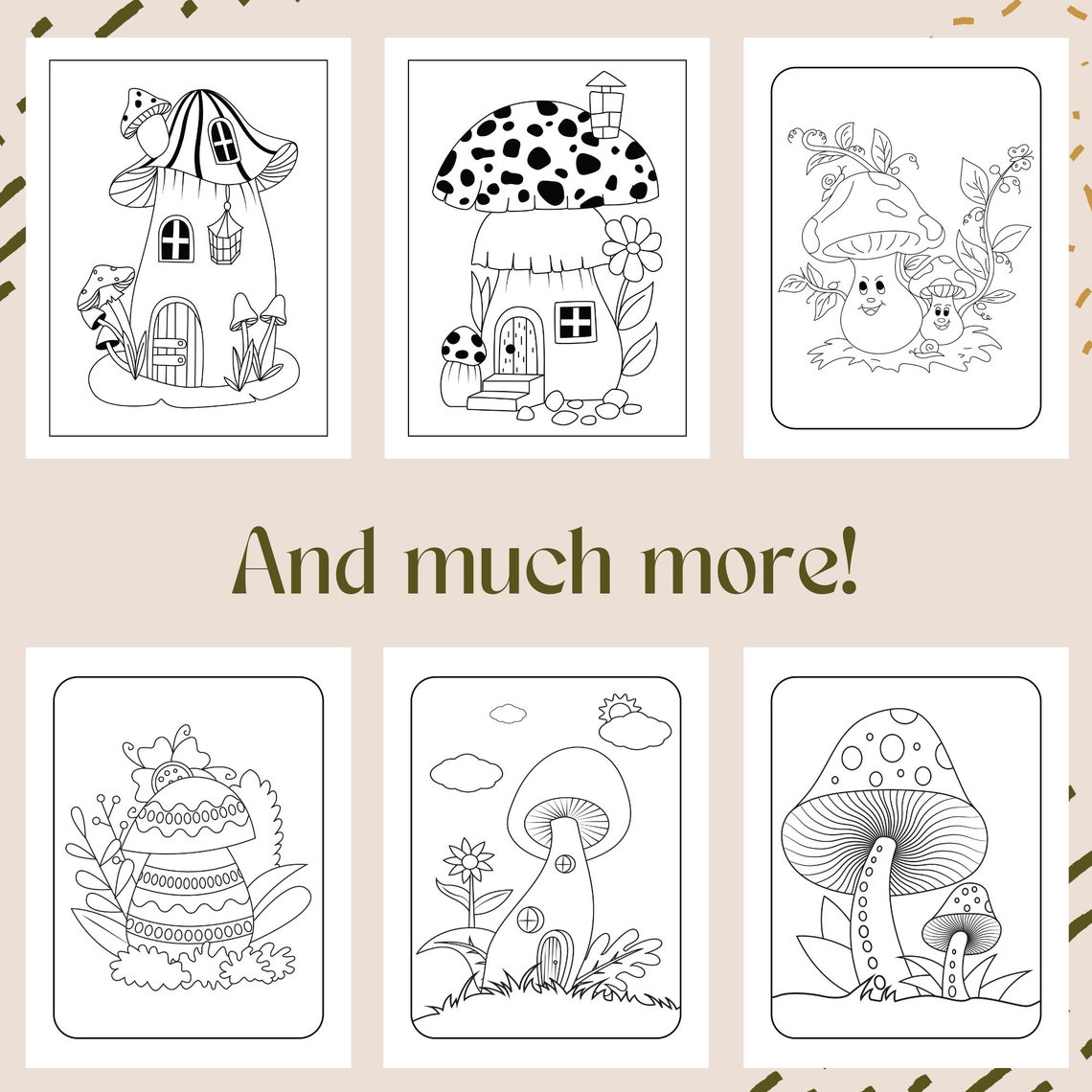 Mushroom Printable Coloing Pages for Kids Teens Adults, Mindfulness ...