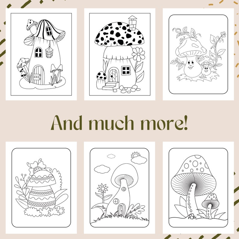 Mushroom Printable Coloing Pages for Kids Teens Adults, Mindfulness ...