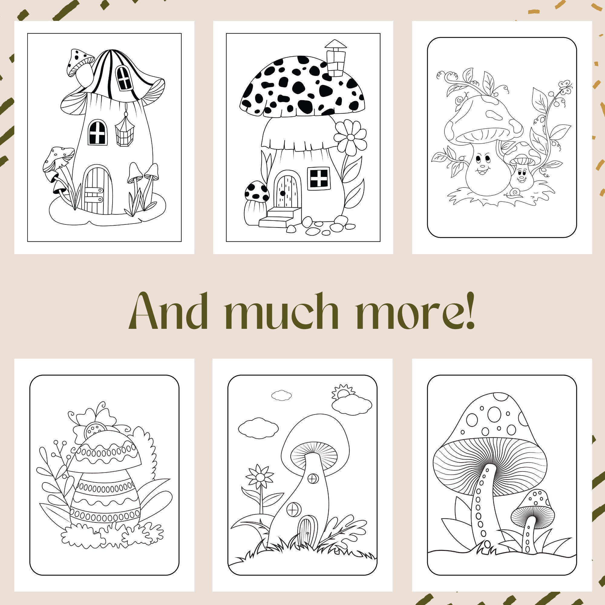 Mushroom Printable Coloing Pages for Kids Teens Adults, Mindfulness ...