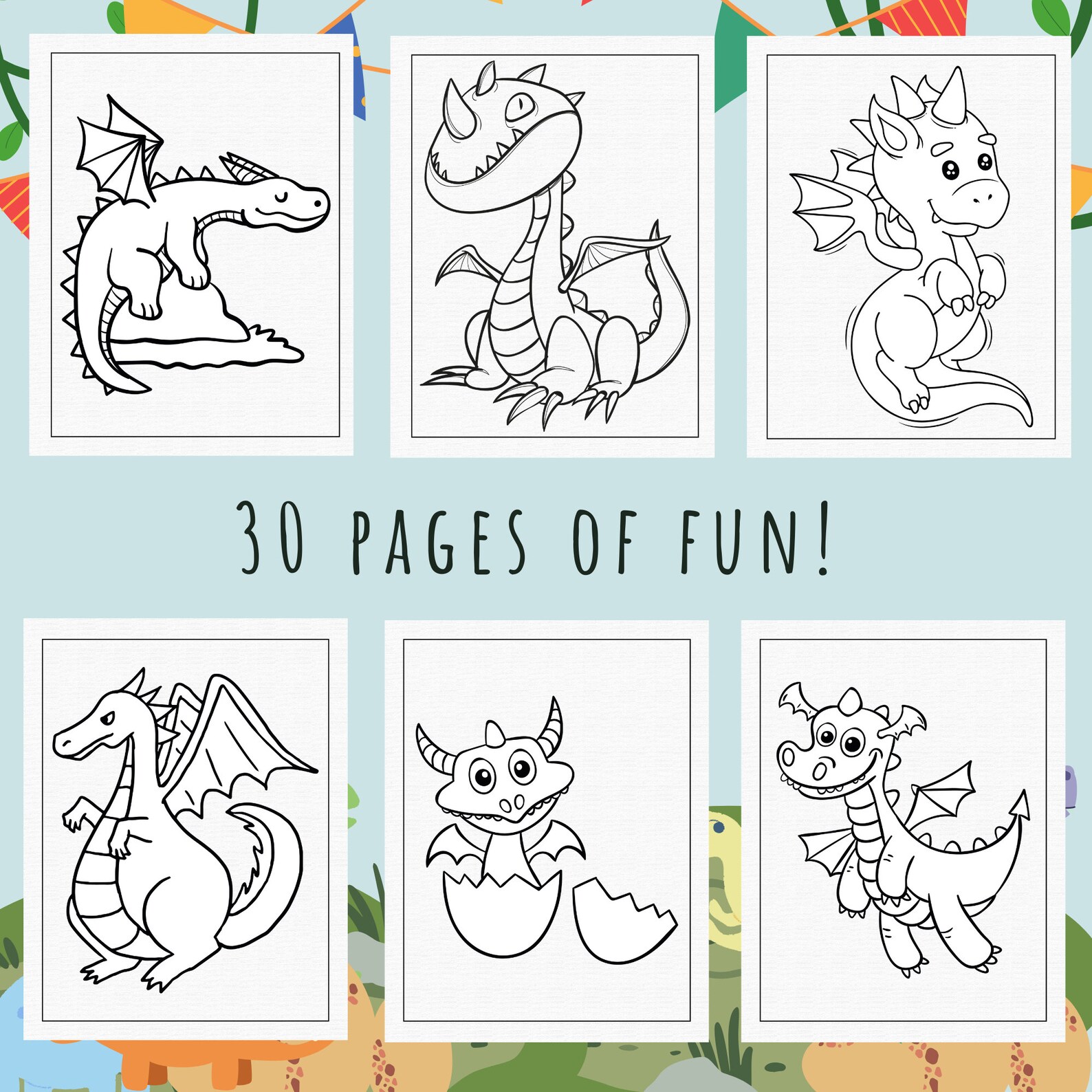 Cute Dragon Coloring Pages for Kids and Toddlers, Printable Coloring ...