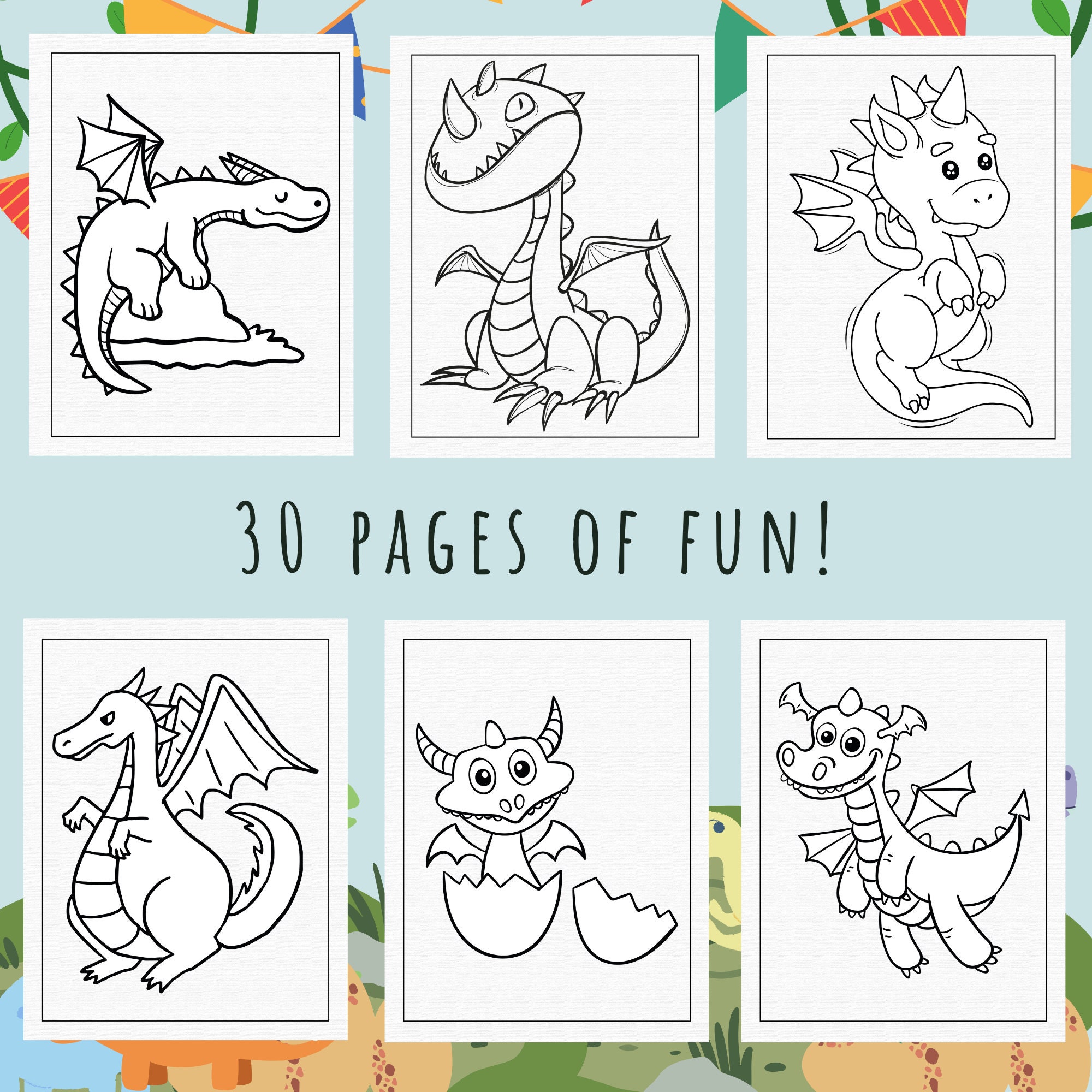 Cute Dragon Coloring Pages for Kids and Toddlers, Printable Coloring ...