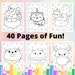 Easy Cute Kawaii Coloring Book for Kids Teens Adults, Easy Coloring ...