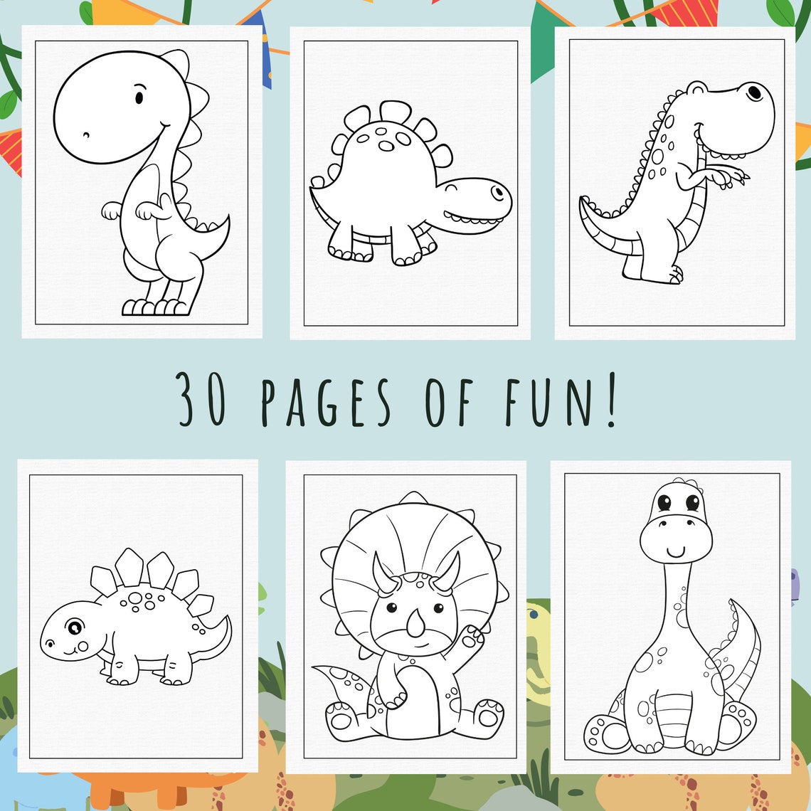 Cute Dinosaur Coloring Pages for Kids Toddlers, Printable Coloring ...