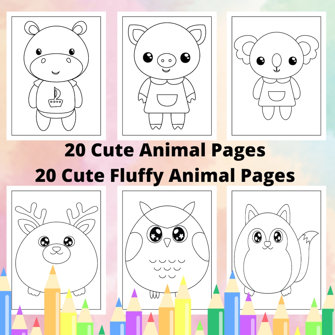 Cute Animal Coloring Pages for Kids, 40 Printable Coloring Farm Animal ...