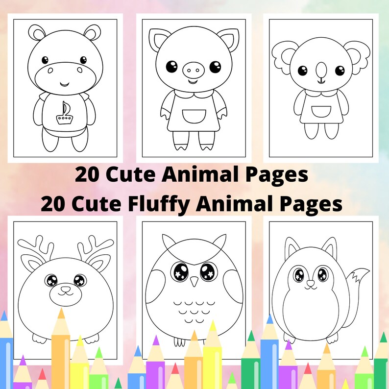 Cute Animal Coloring Pages for Kids, 40 Printable Coloring Farm Animal ...