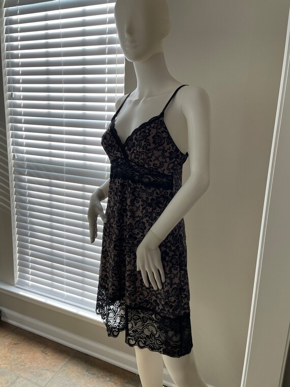 Vintage Lingerie Slip Dress Y2k Slip Lace Printed Bla… Gem