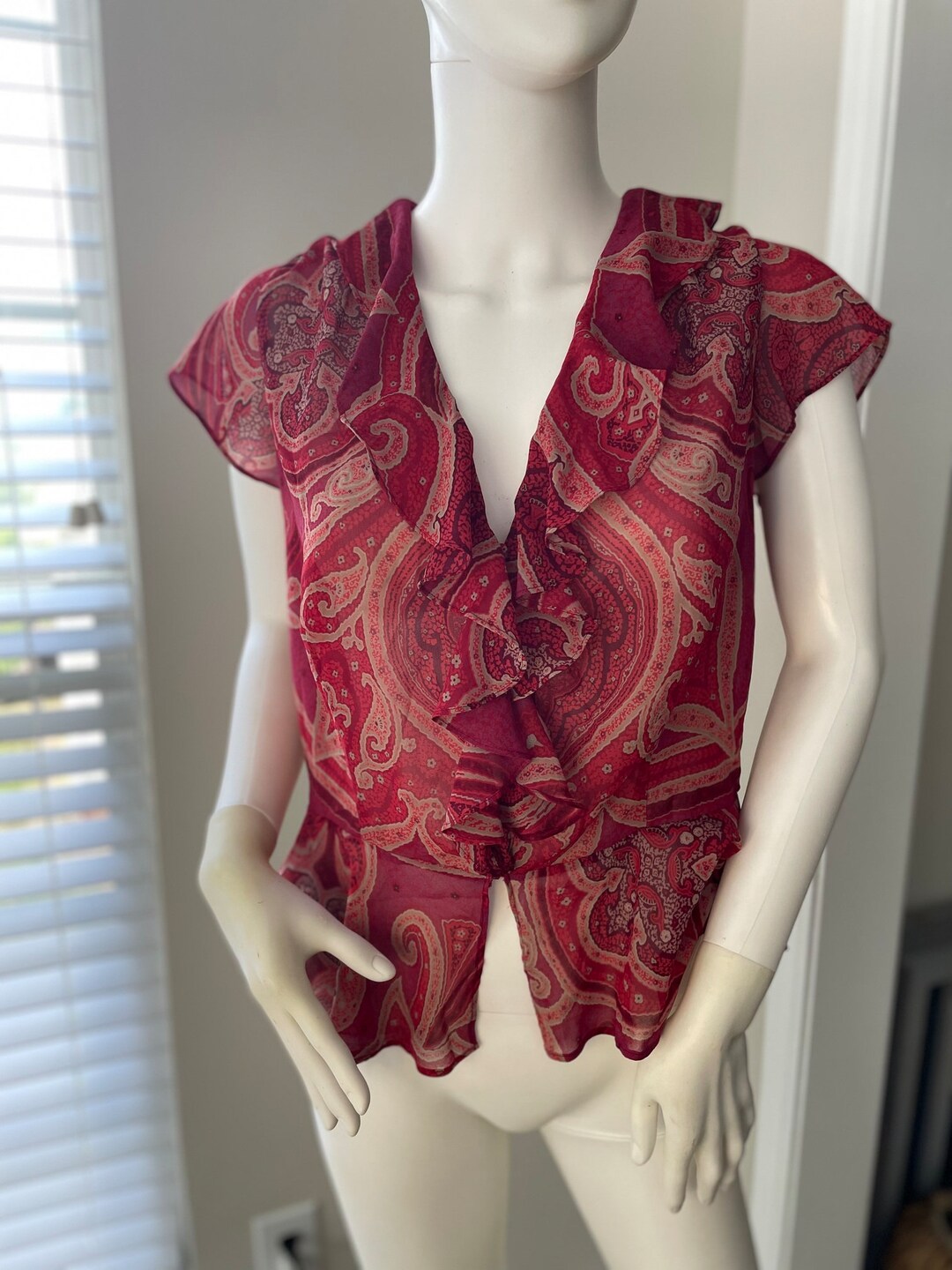 Vintage Lingerie Victorias Secret Ruffle Pajama Top Y2K Sz Large Print ...