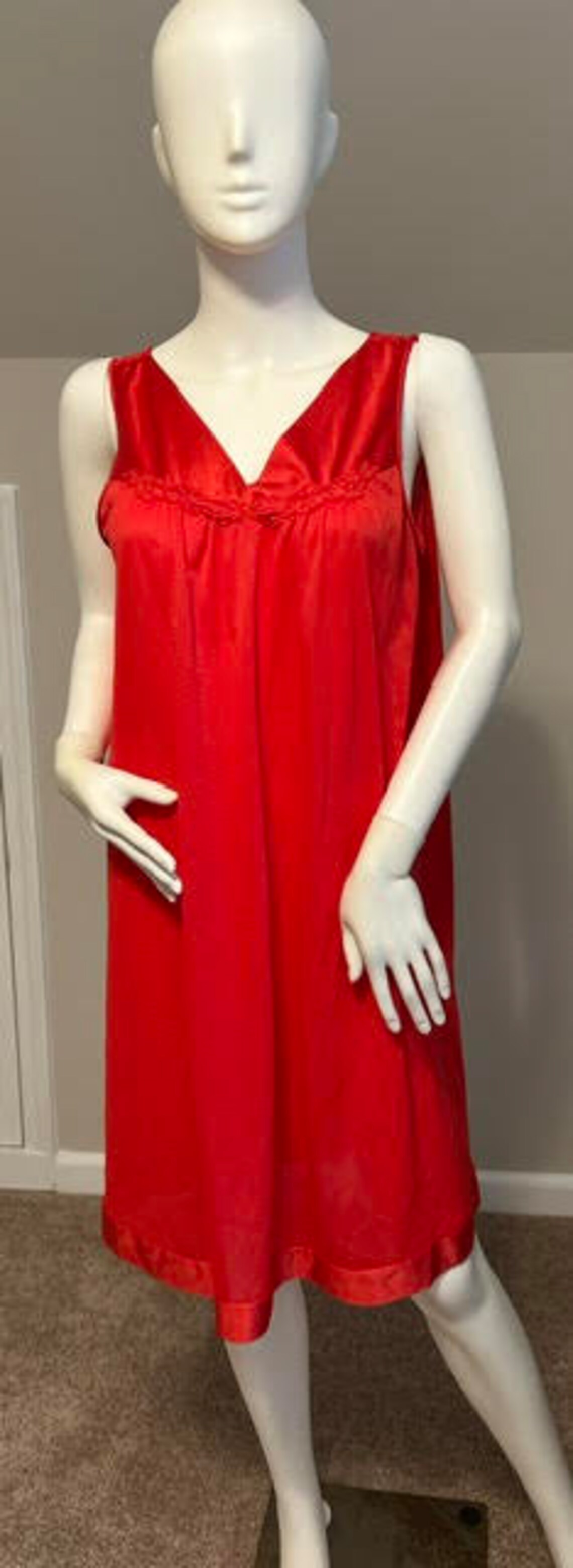 Vintage Lingerie Red Vanity Fair Night Gown Sz M - Etsy