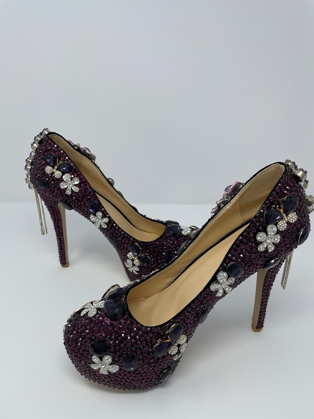 Valentines Day Purple Custom Crystal Pumps - Etsy