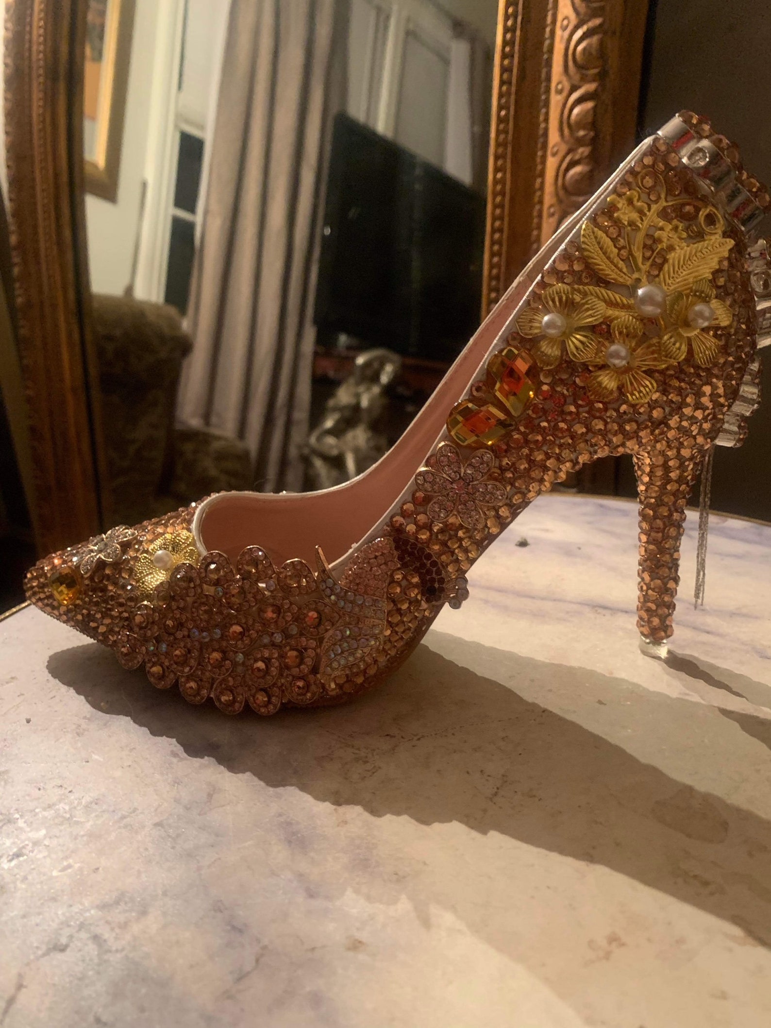 Custom Crystal Heels Brown Crystals Pointy Toe - Etsy