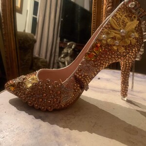 Custom Crystal Heels Brown Crystals Pointy Toe - Etsy