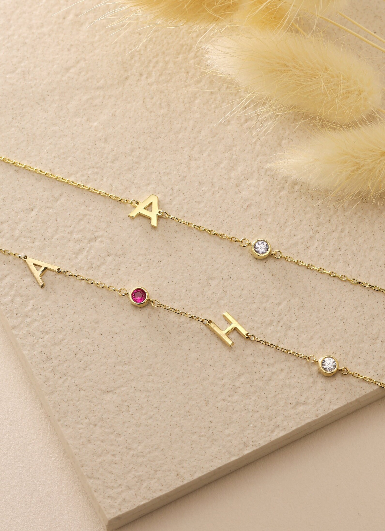Birthstone Letter Bracelet - Bridesmaid Gift - Initial Bracelet ...