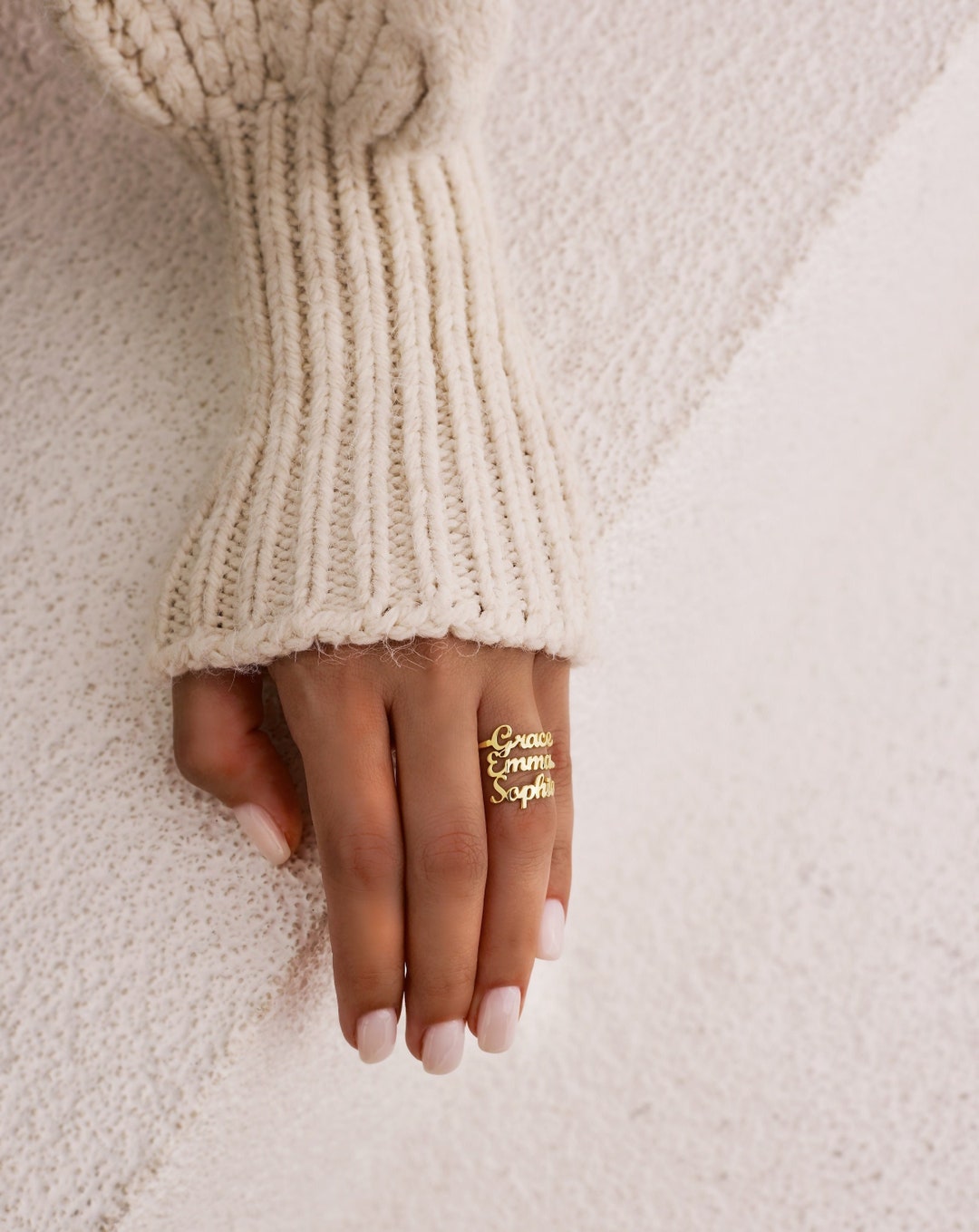 Gold Personalized Ring, Double Name Ring, Custom Name Jewelry, Sterling ...