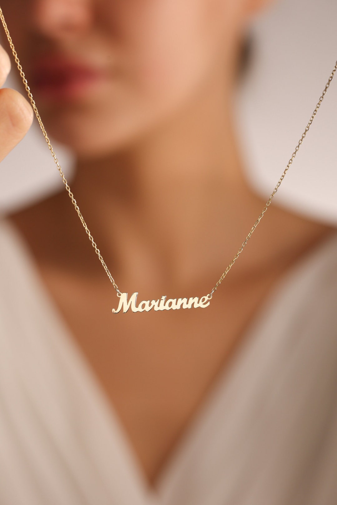 14k Solid Gold Name Necklace, Personalized Name Necklace, Gold Name ...