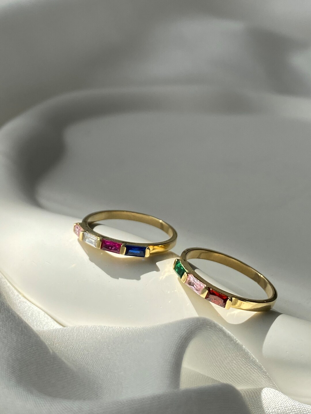 Baguette Birthstone Ring, Custom Stackable Gemstone Ring, Perfect for ...
