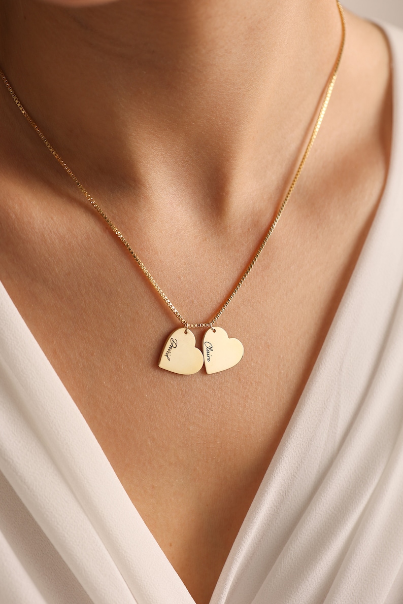 Custom Engraved Heart Necklace Personalized Family Necklace - Etsy