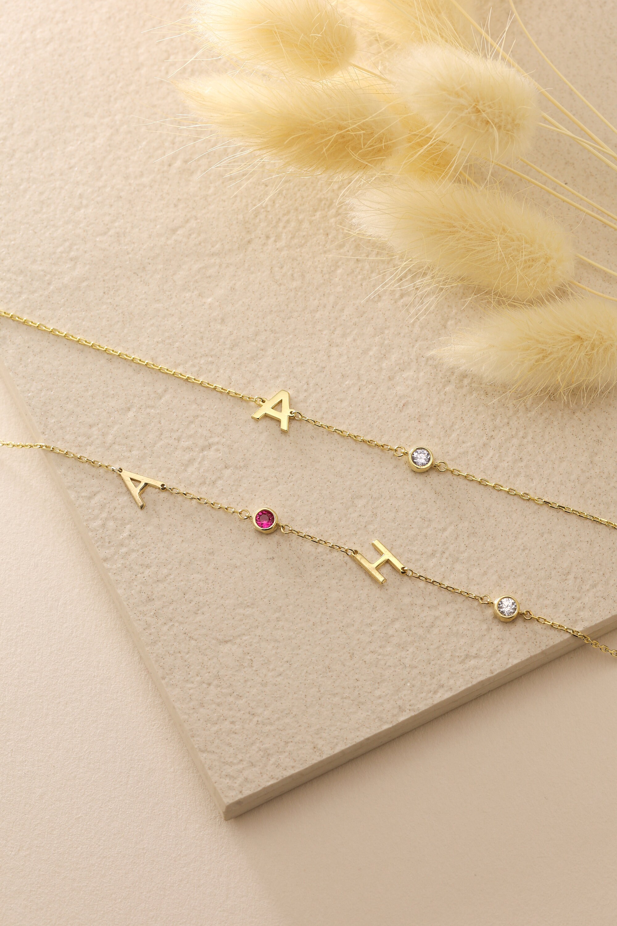 Birthstone Letter Bracelet - Bridesmaid Gift - Initial Bracelet ...