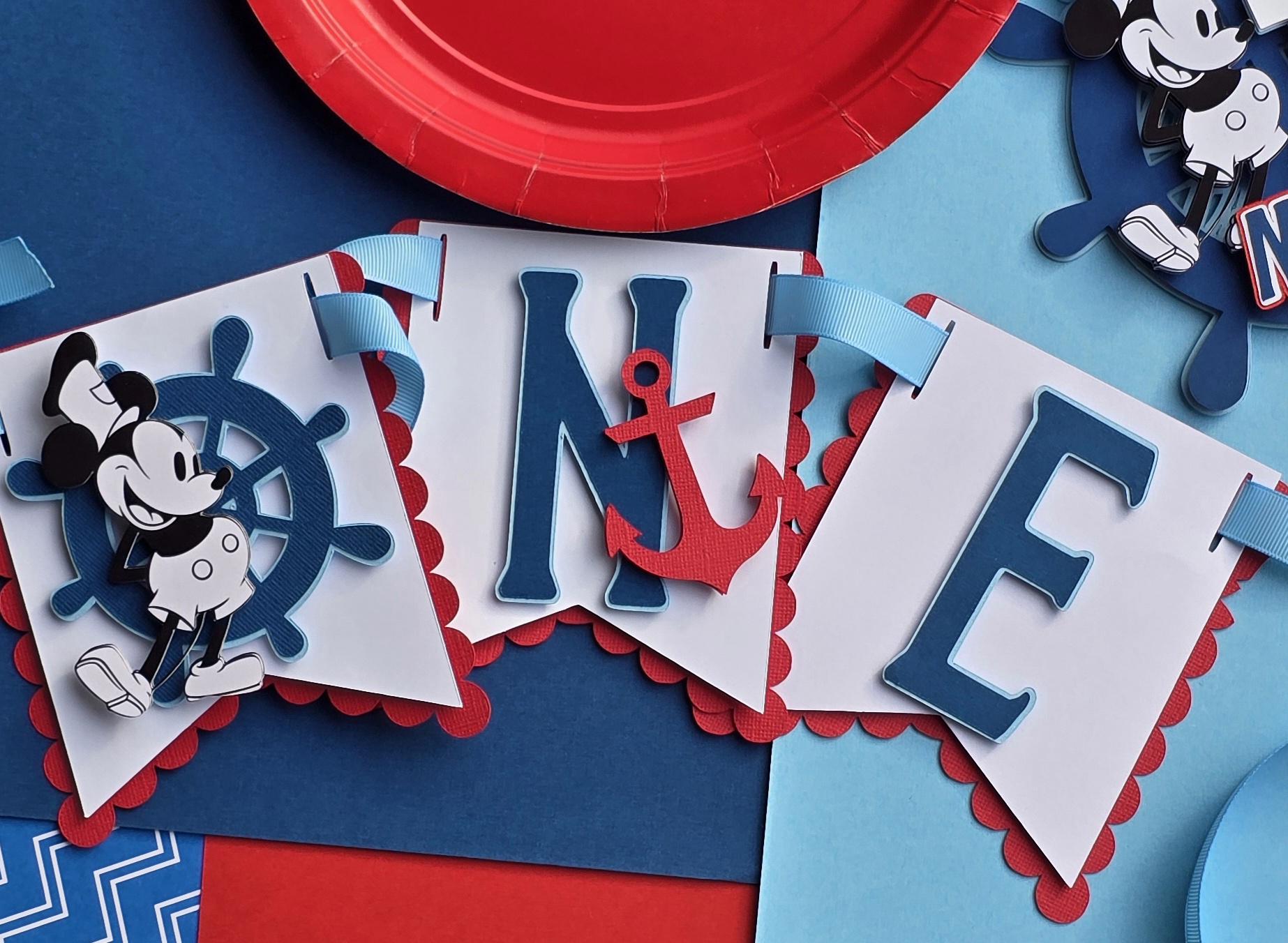 Sailing Into ONE Banner| Mickey Steamboat Willie Party Decor - Etsy