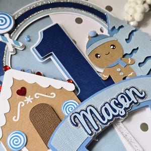 Gingerbread Man Birthday Cake Topper: Blue Christmas Theme - Etsy