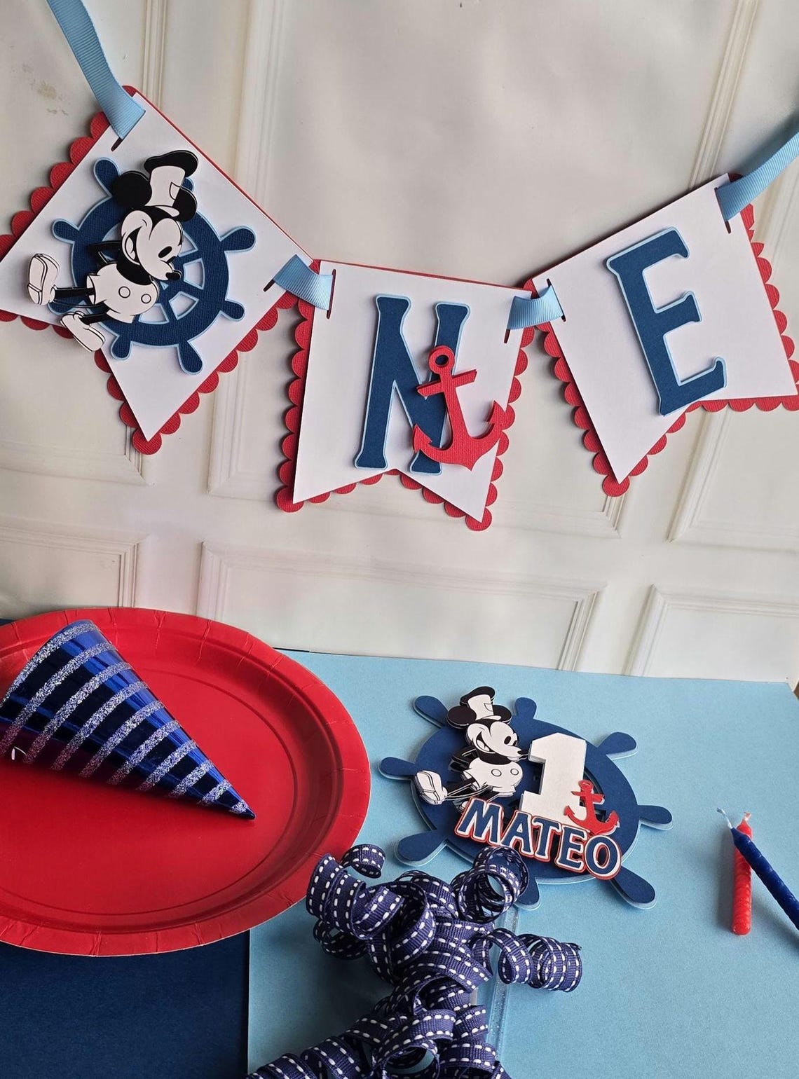 Sailing Into ONE Banner| Mickey Steamboat Willie Party Decor - Etsy