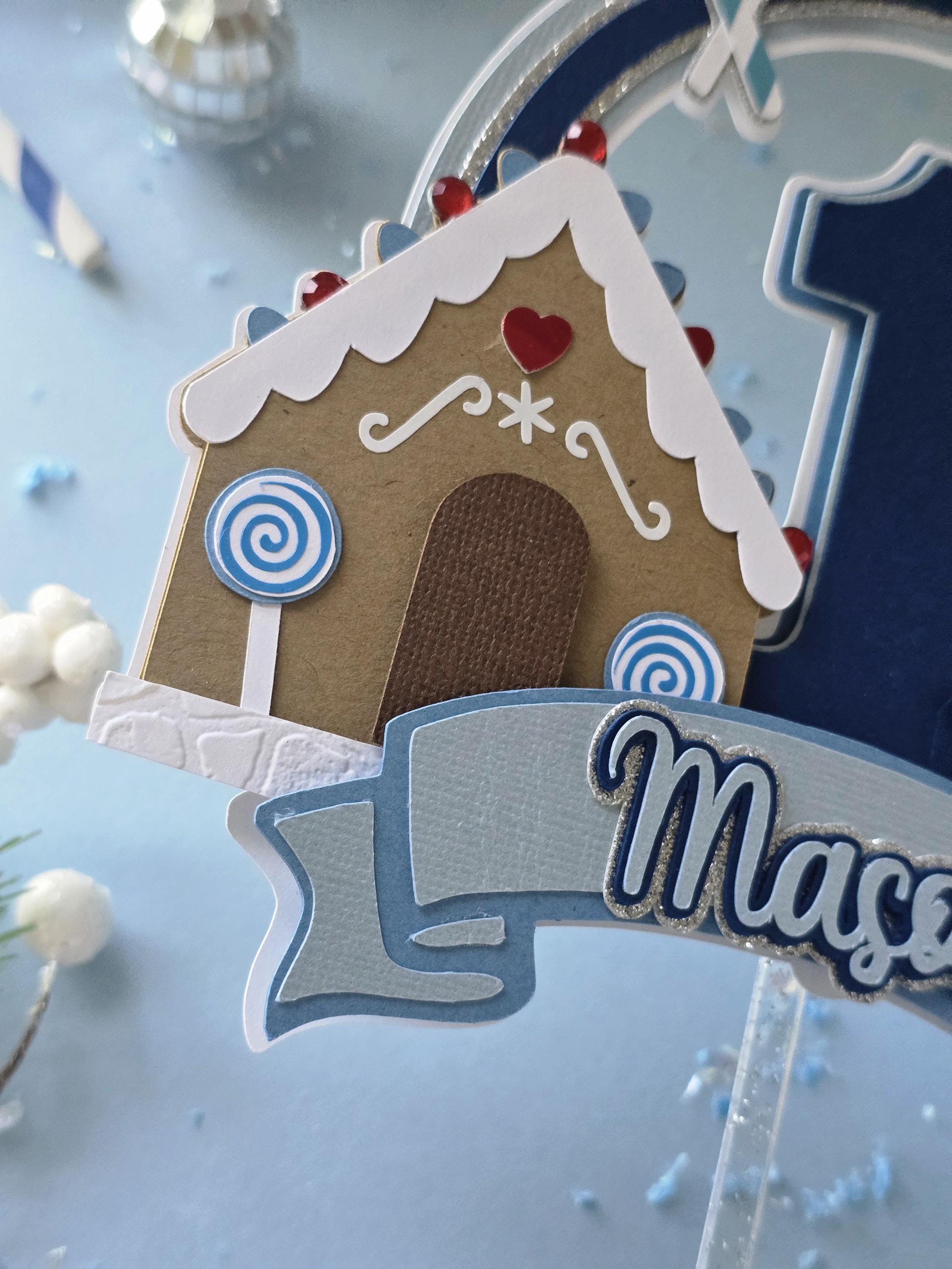 Gingerbread Man Birthday Cake Topper: Blue Christmas Theme - Etsy