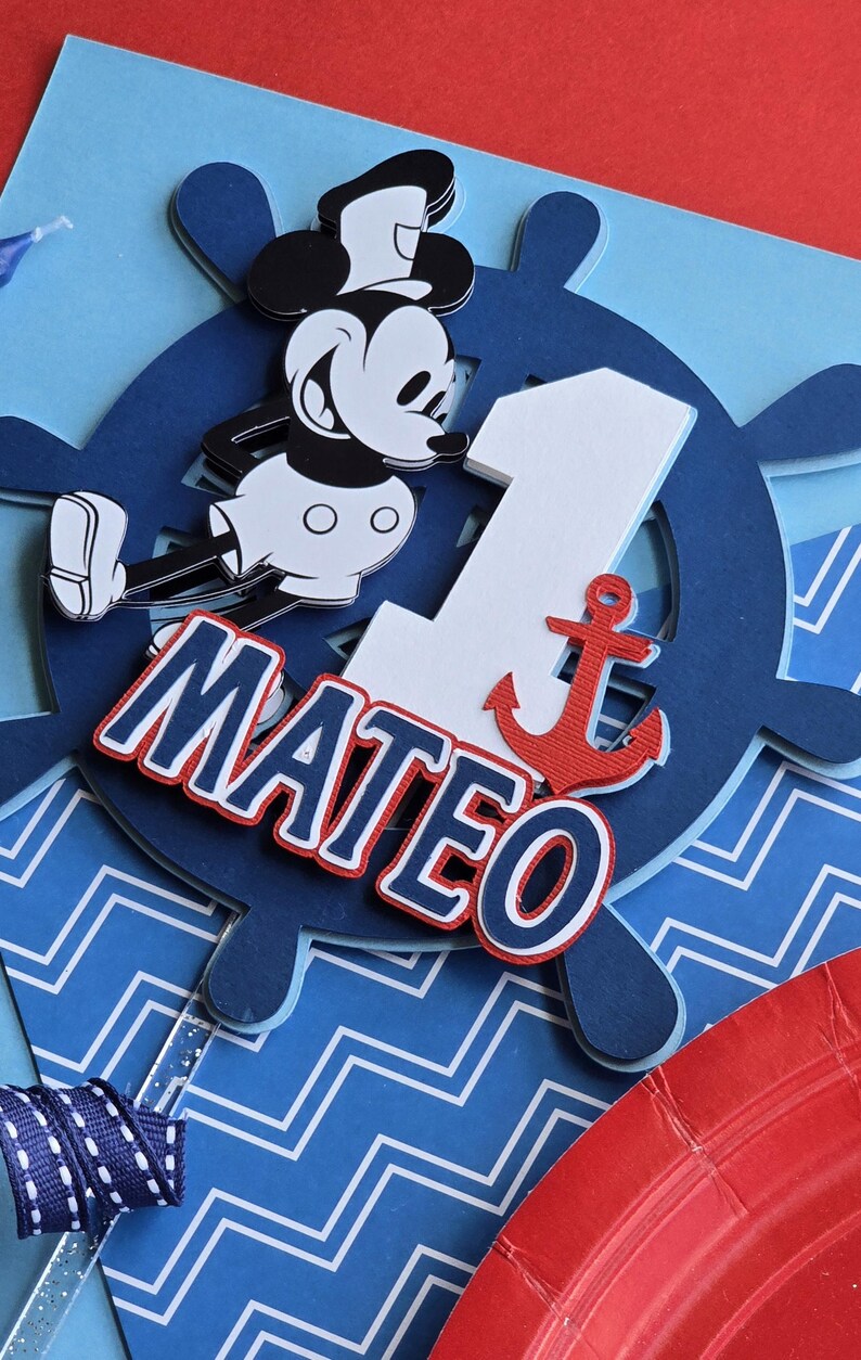 Sailing Into ONE | Mickey Steamboat Willie Caketopper | Sailor First ...