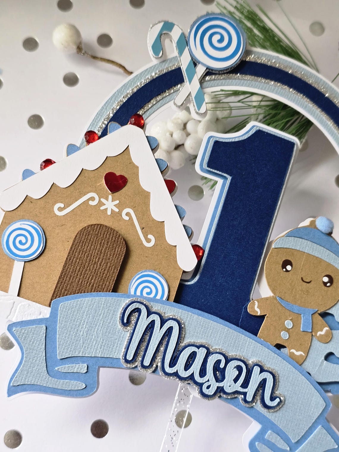 Gingerbread Man Birthday Cake Topper: Blue Christmas Theme - Etsy