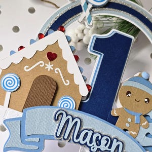 Gingerbread Man Birthday Cake Topper: Blue Christmas Theme - Etsy
