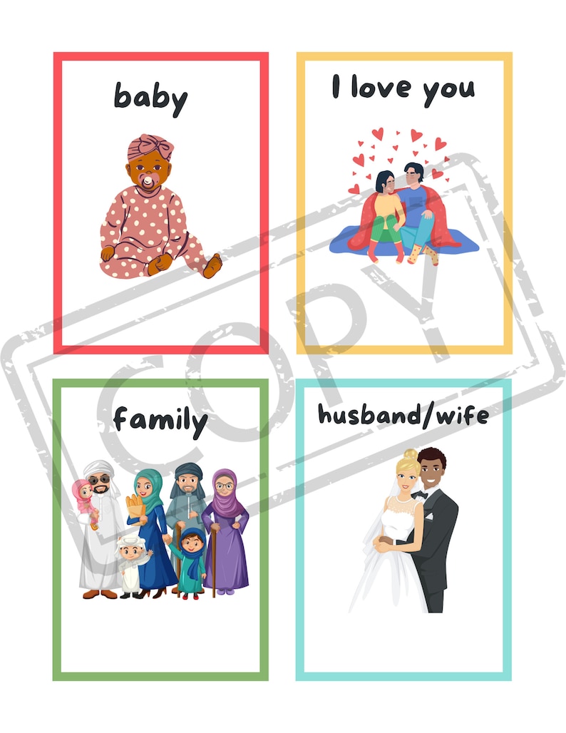 Hebrew/english Family Word Flash Cards PDF - Etsy
