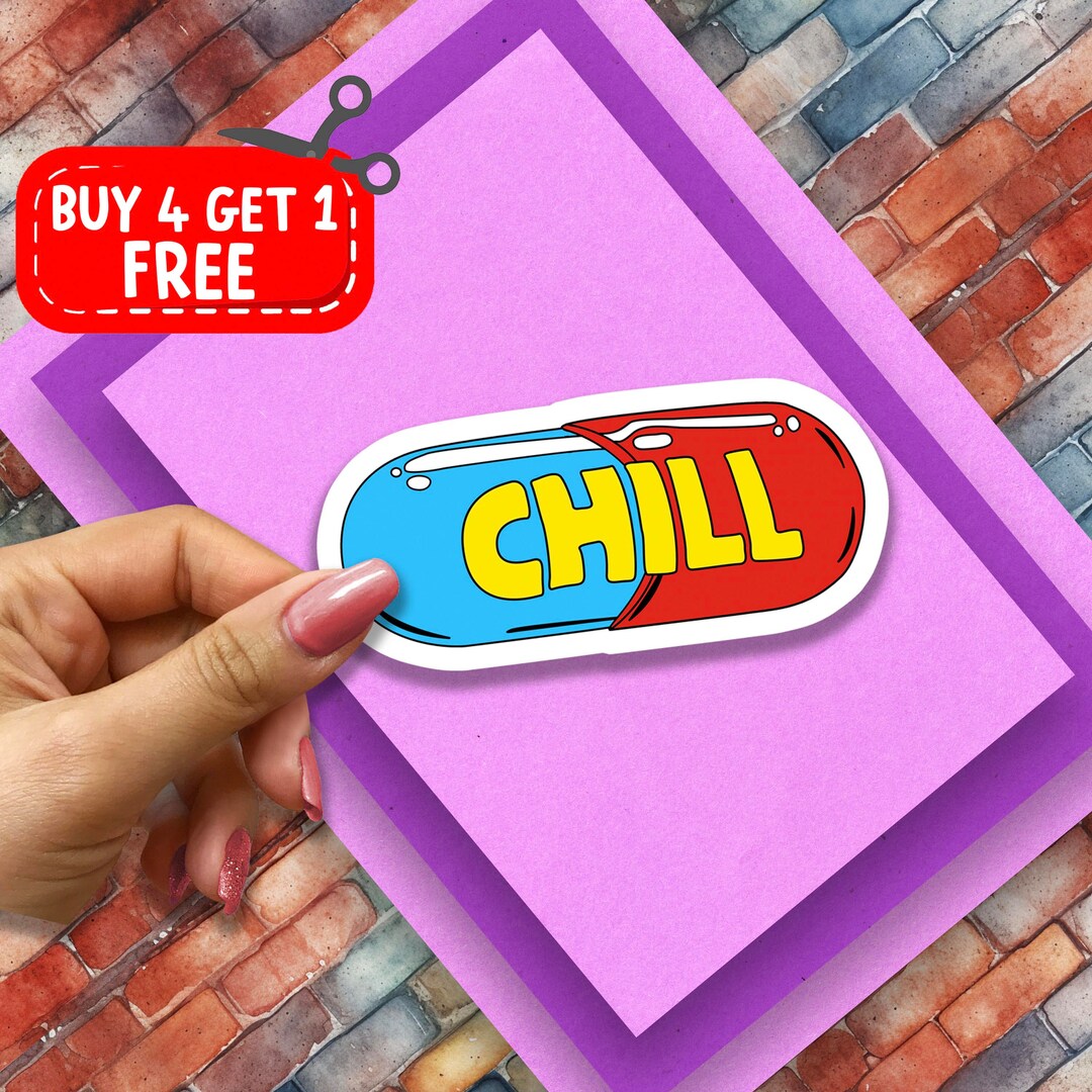 Chill Sticker, Quote Stickers, Brain Sticker, Mental Health Gifts, Mini ...