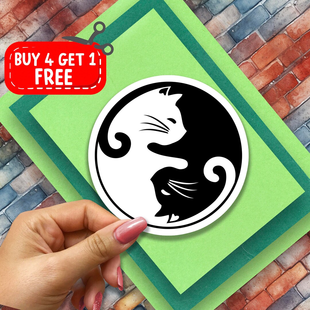 Yin Yang Cat Memes Stickers Anime Cats Sticker Cat Person Gifts ...