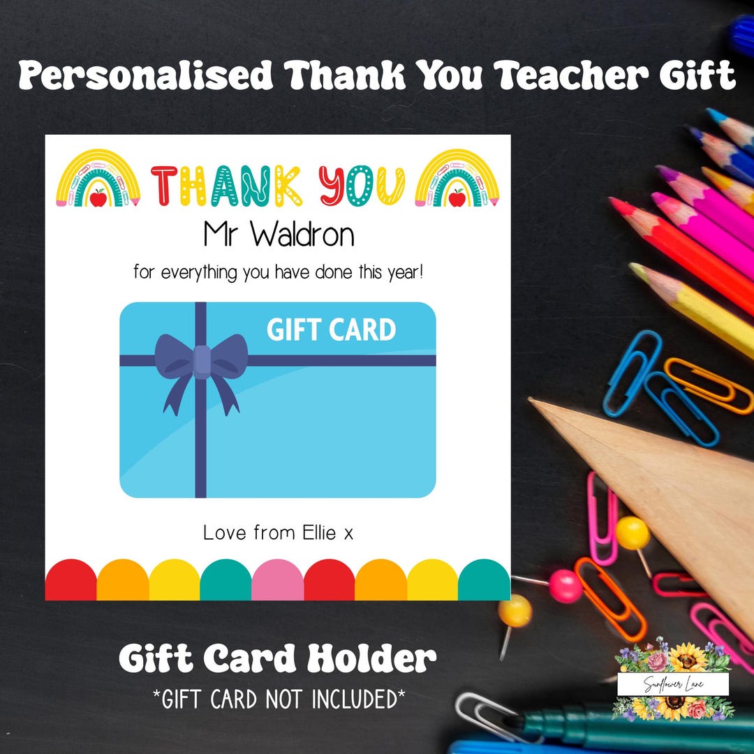 Thank You Teacher Gift Card Holder, Teacher Thank You Gift ...